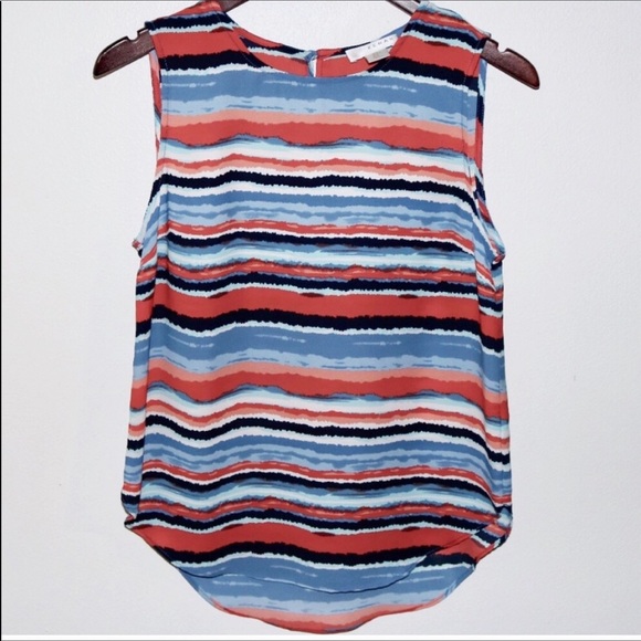 Kenar | Tops | Kenar Striped Tank Red Blue Black Watercolor Small ...